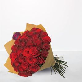 The Real Red - 35 Blood Red Roses Hand Bouquet