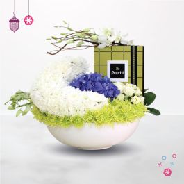 Crescent - Flowers & Patchi Chocolate in Plate