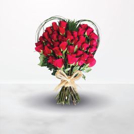 Loving You - Red Roses in Heart Shape